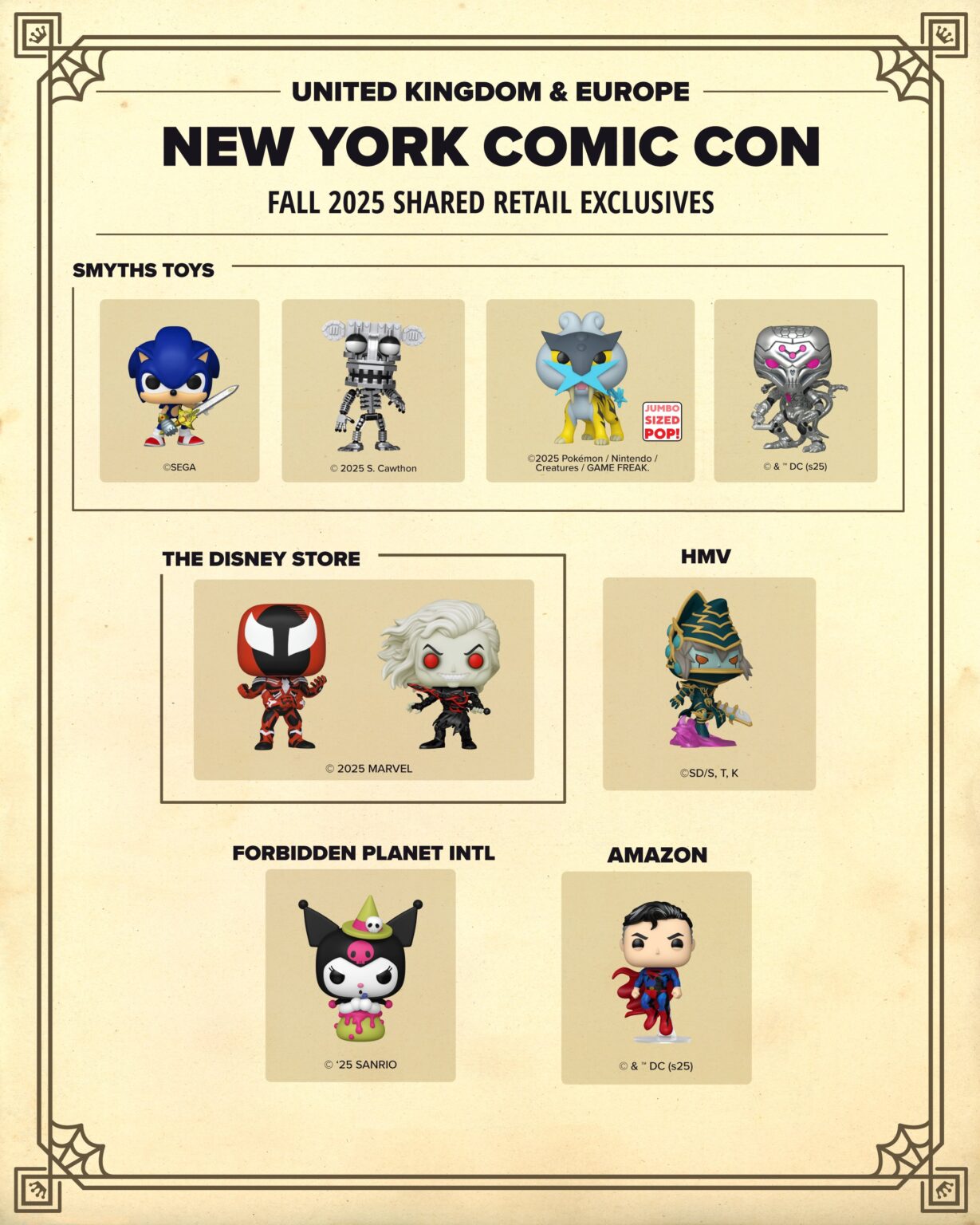 Funko Pop! vinyl New York Comic Con (NYCC) 2025 Exclusives Guide