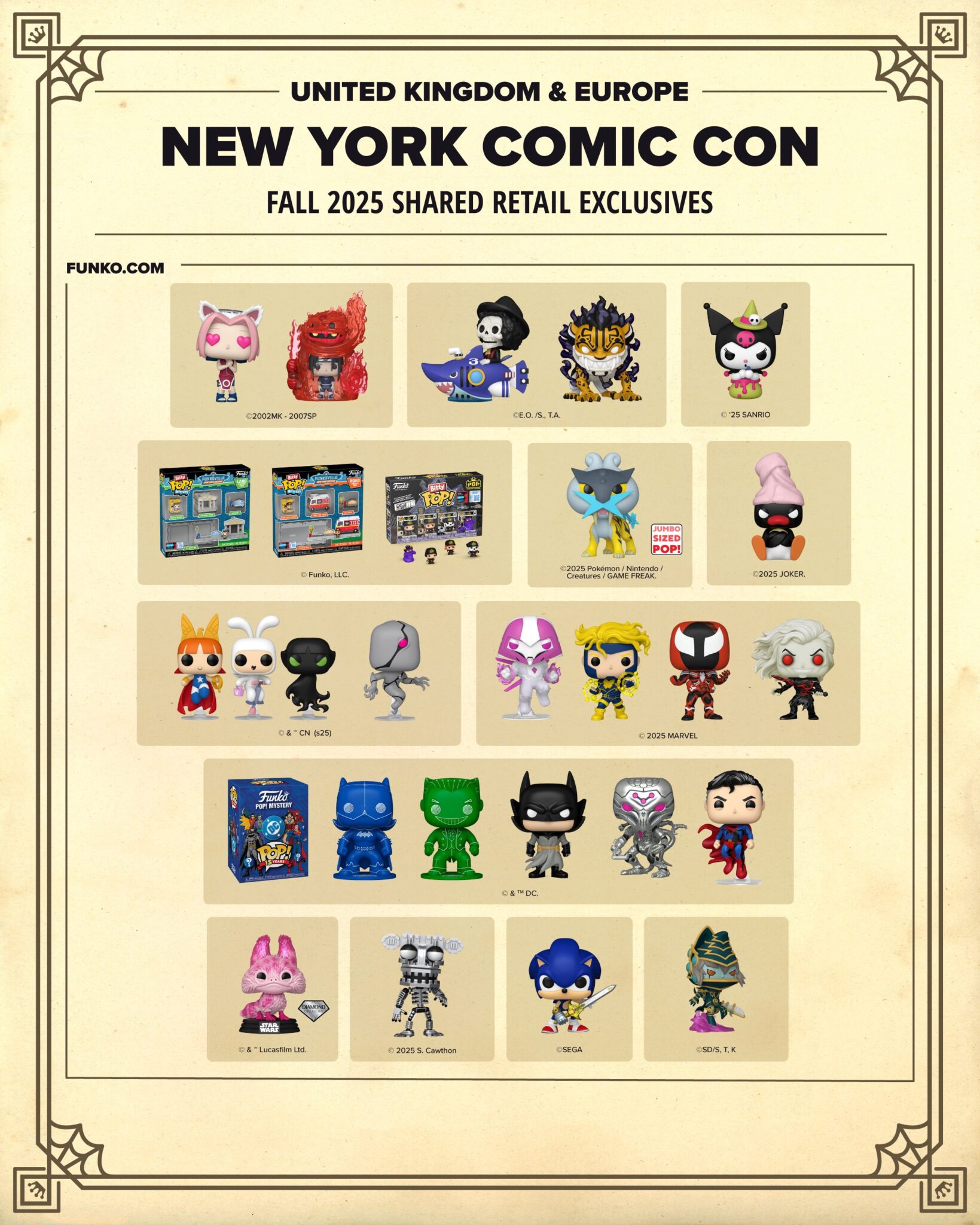 Funko Pop! vinyl New York Comic Con (NYCC) 2025 Exclusives Guide